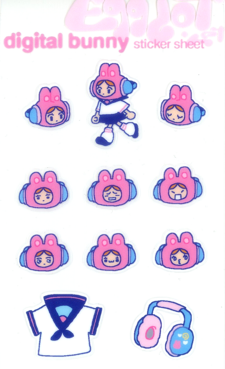 Digital Bunny Sticker Sheet – EGGDOT.NET